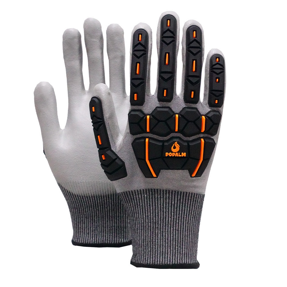 Anti Cut Anti Slip Knuckle Protection Gloves 18 Gauge PU Coated Work ...
