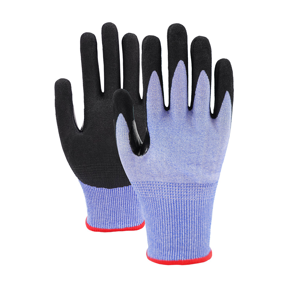 18 Gauge ANSI A2 Cut Resistant Gloves , Sandy Nitrile Work Gloves