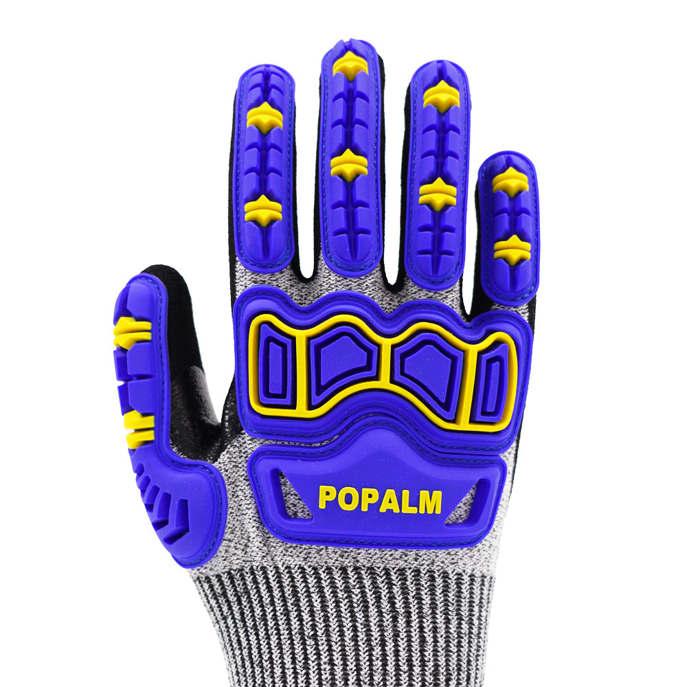 Breathable Oil Field Impact Gloves Non Slip Sandy Nitrile Palm Coated ...