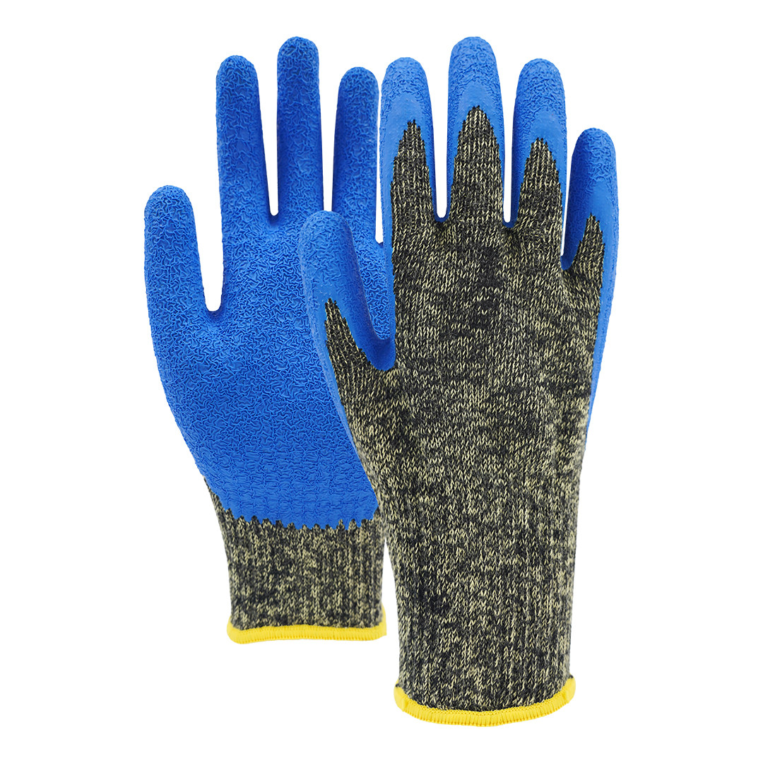 Crinkle Latex Coated Work Gloves Fire Resistant Knit Safety Work Gloves