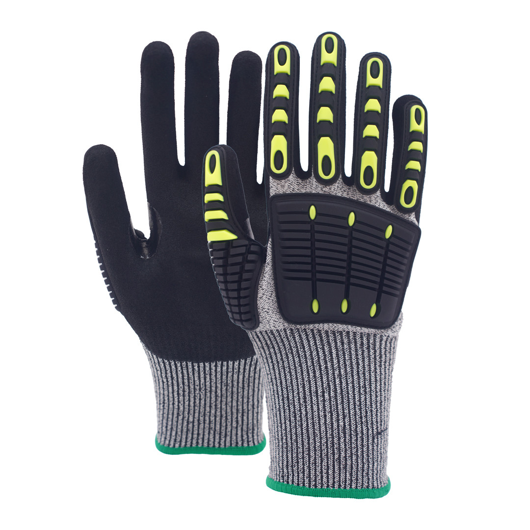 TPR Mechanic Impact Gloves Cut Resistant Level 3 Protection Gloves ...