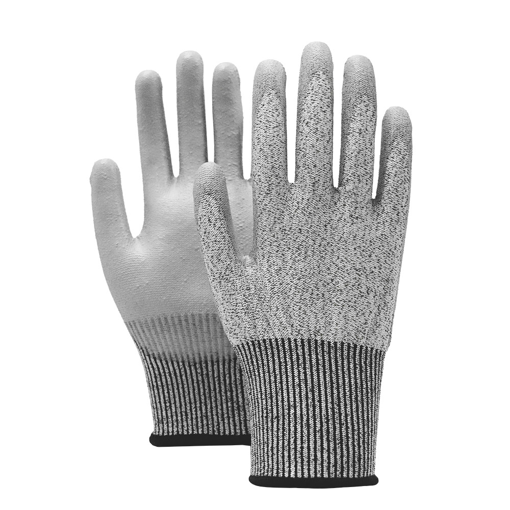 13 Gauge Anti Cut PU Coated Safety Gloves , Industrial Abrasion ...