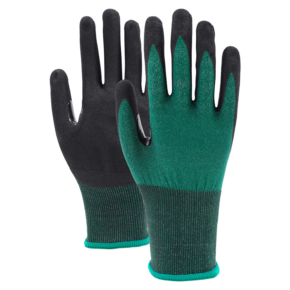 ANSI A2 18 Gauge Cut Resistant Safety Gloves Textured Nitrile Coating ...