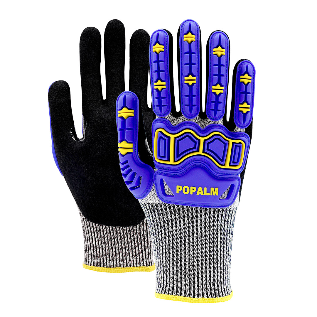 Durable 13 Gauge Impact Nitrile Gloves , TPR Construction Cut Resistant ...