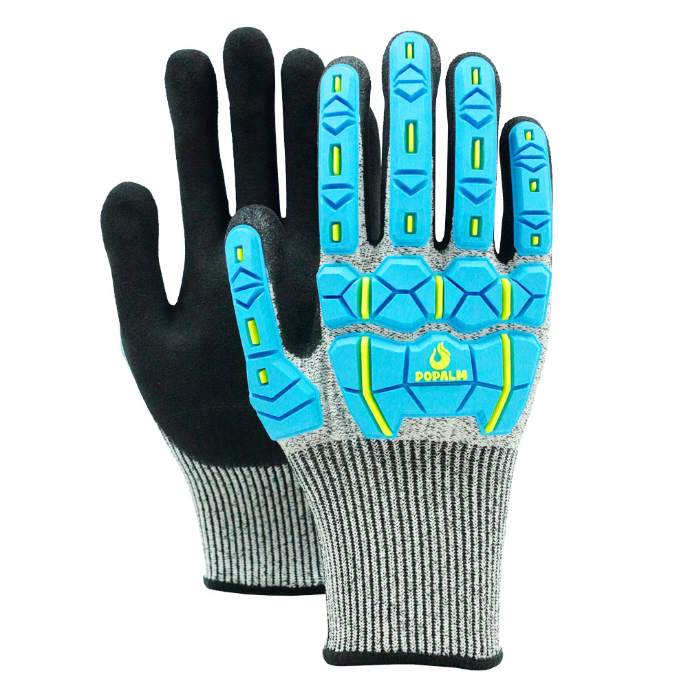 Cut A3 Anti Impact TPR Gloves Coated Nitrile Oil Industrial Work Gloves