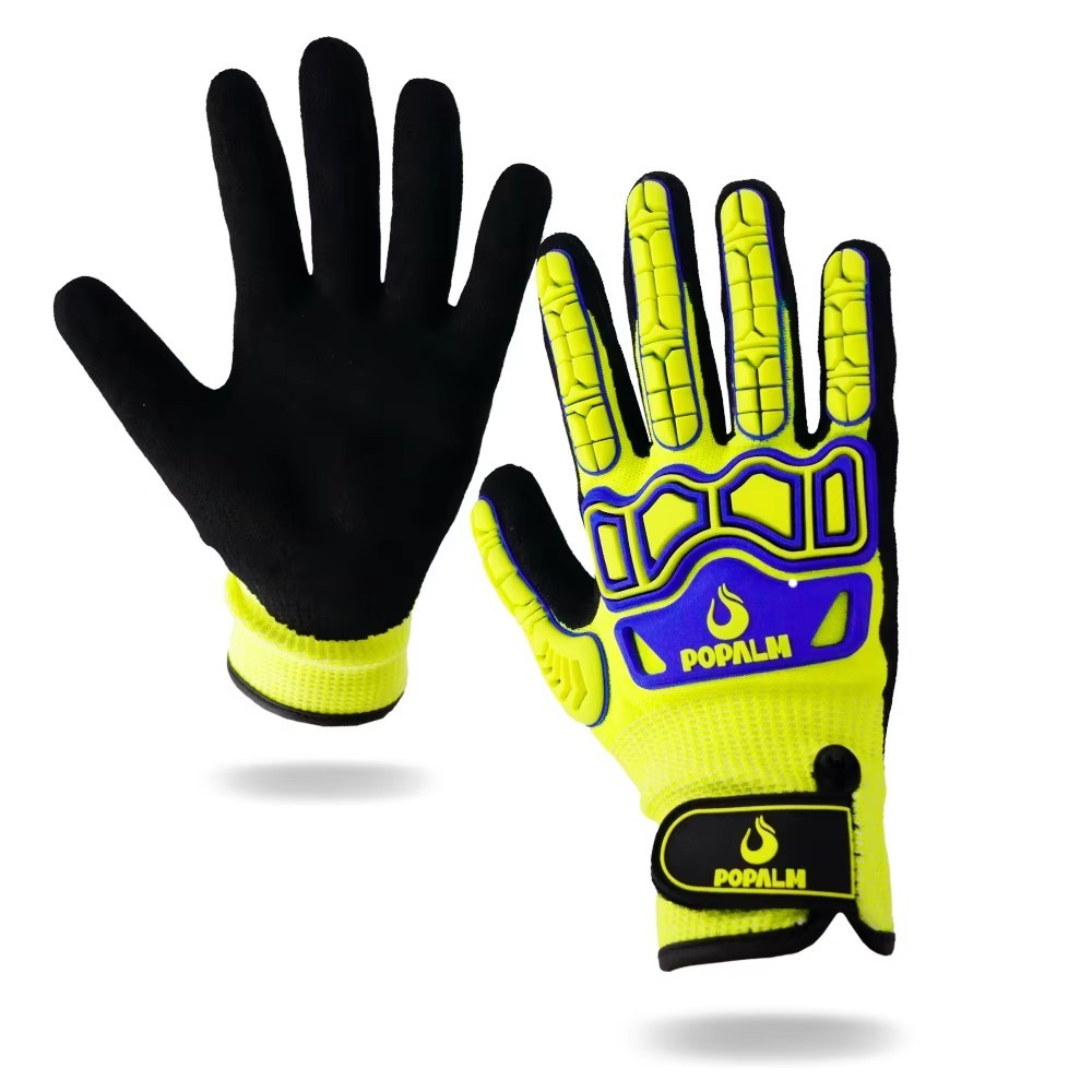 Impact Knuckle Protection Gloves Cut Level C Anti Cut Oil Industrial ...