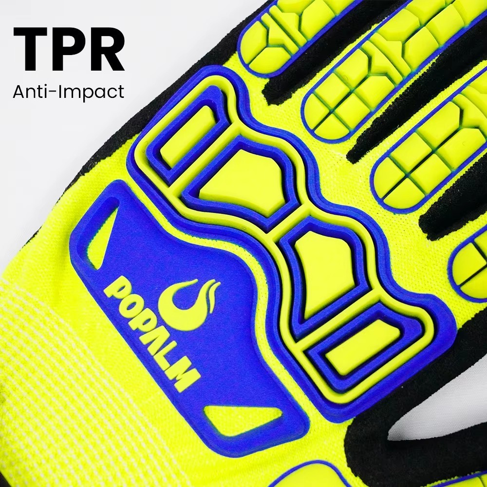 Impact Knuckle Protection Gloves Cut Level C Anti Cut Oil Industrial ...