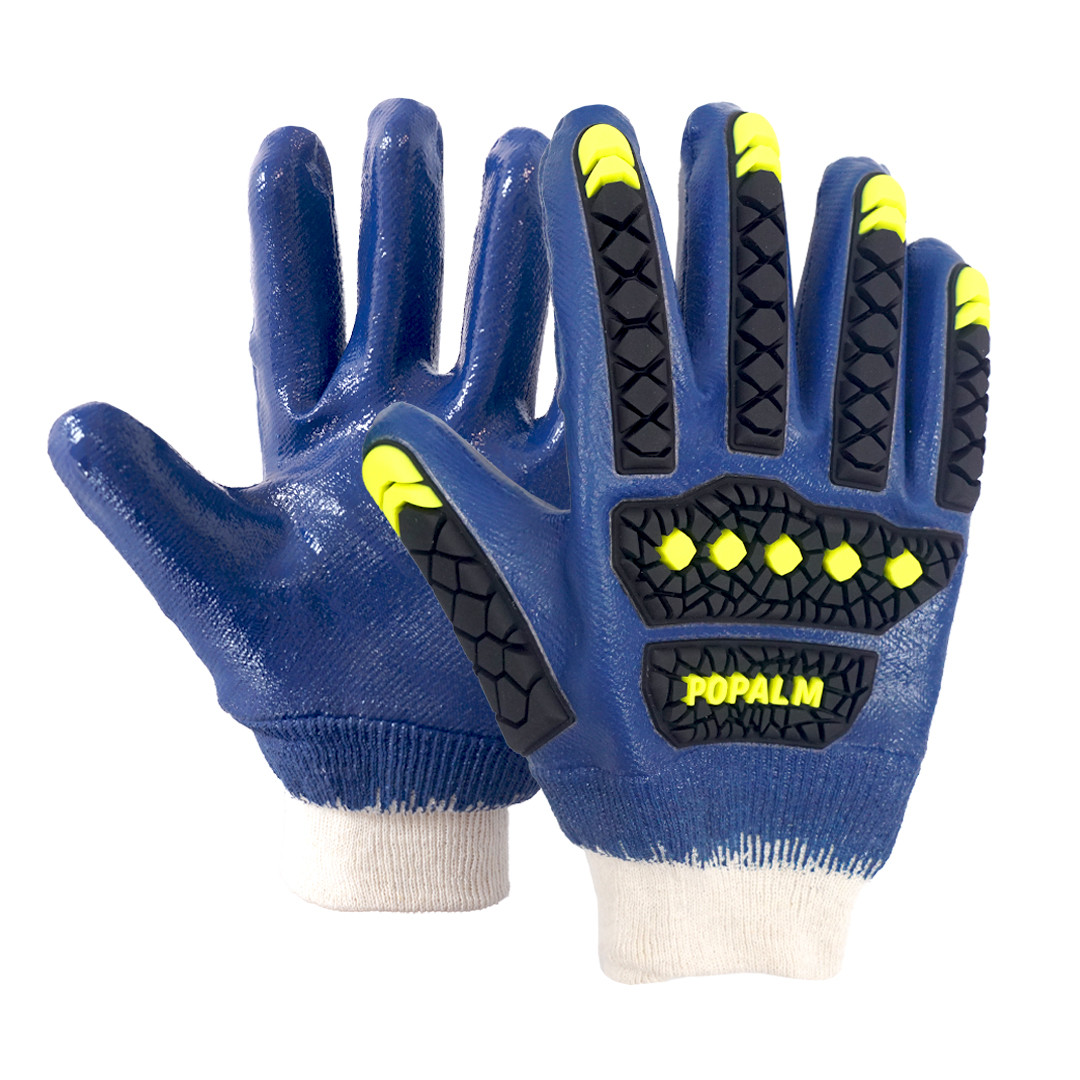 Blue Nitrile Coated Cut Resistant Gloves , Safety Chemical Resistant ...