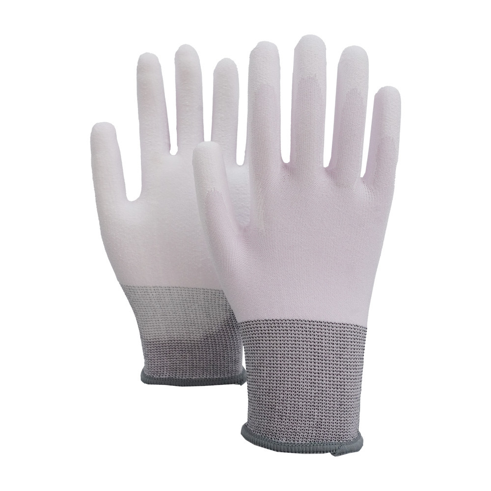 Cooling Work Gloves PU Coated Ice Silk Nylon Spandex 15 Gauge Summer ...