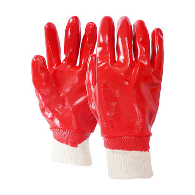 Red PVC Work Gloves Waterproof Safety Gloves Liner PVC Coated Chemical ...